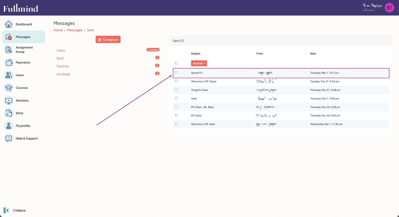 Educator: How to Send Messages and Attachments to TORs – Fullmind Support