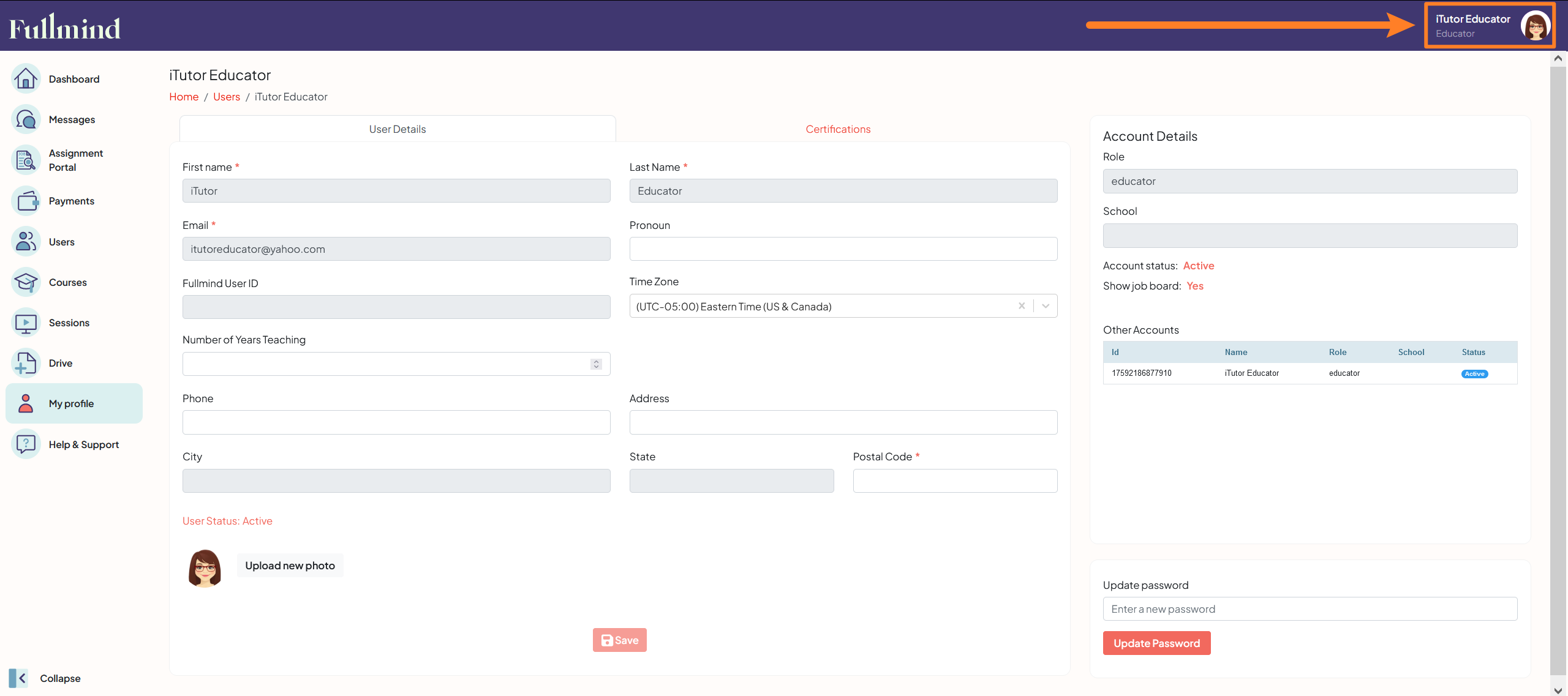 Educator: Complete Your LMS Profile – Fullmind Support