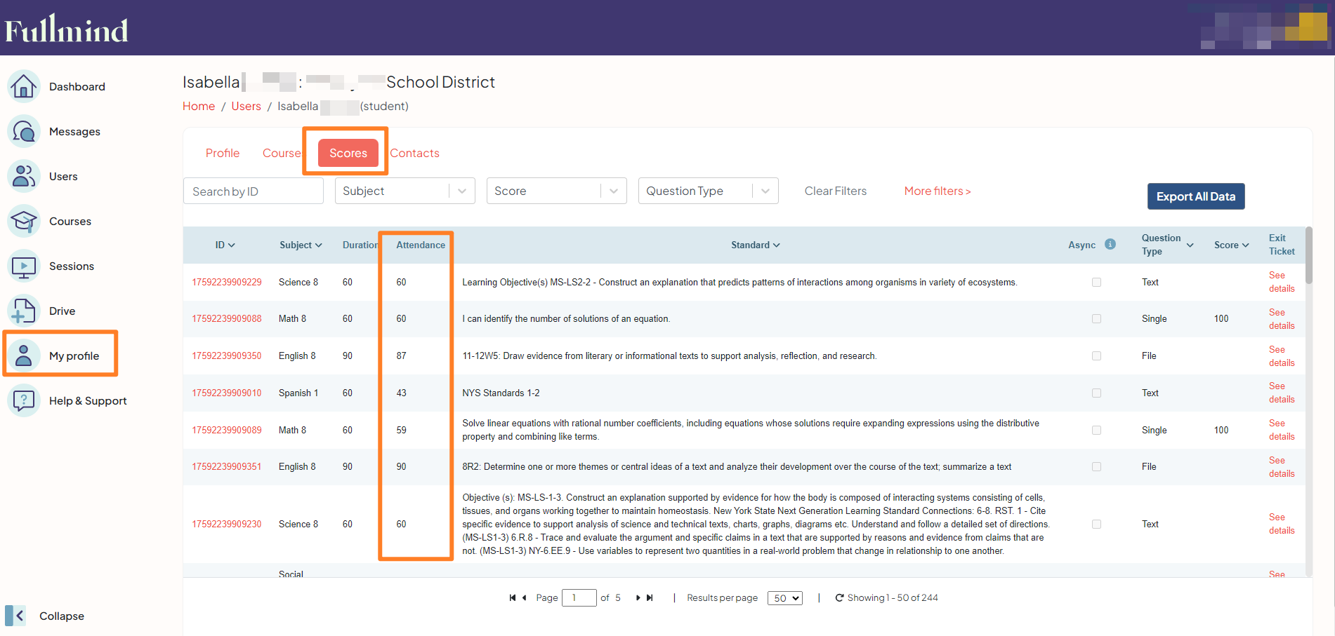 Student: How to View Attended Sessions and Exit Ticket Scores – Fullmind Support