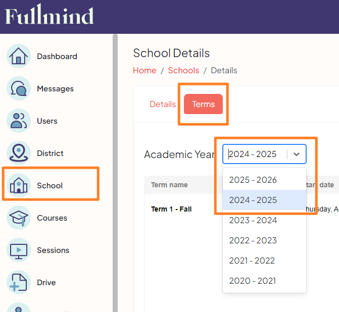 How to Set Up Academic School Years and Term Dates – Fullmind Support