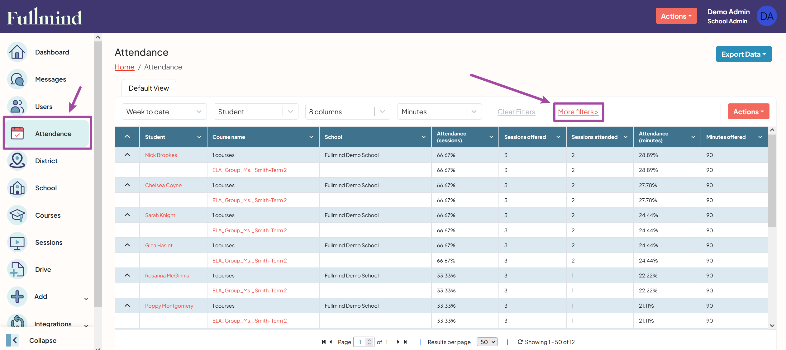 How to Obtain Student Attendance – Fullmind Support